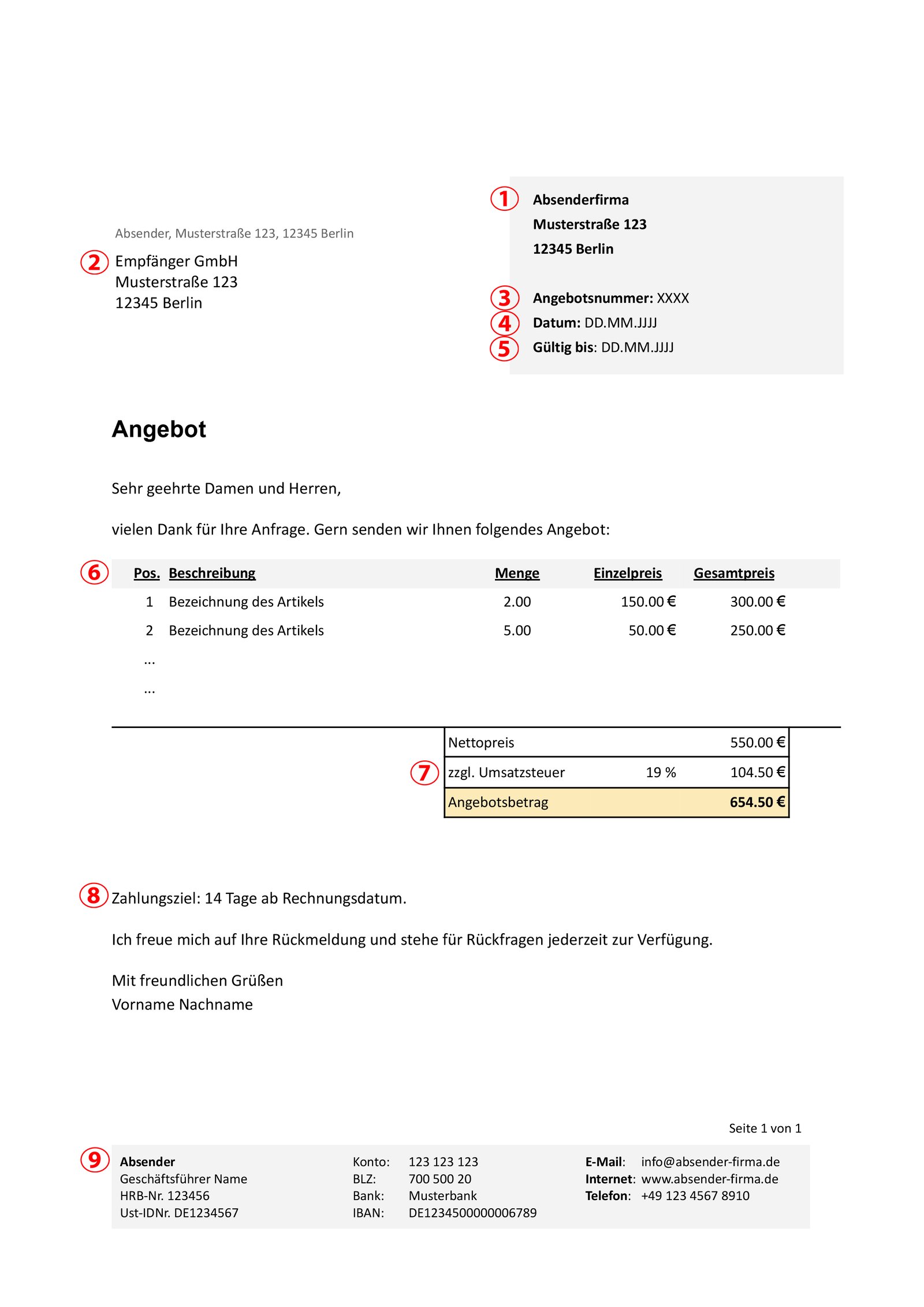 Angebot schreiben: So erstellen Sie korrekte Angebote (+ Vorlage ...