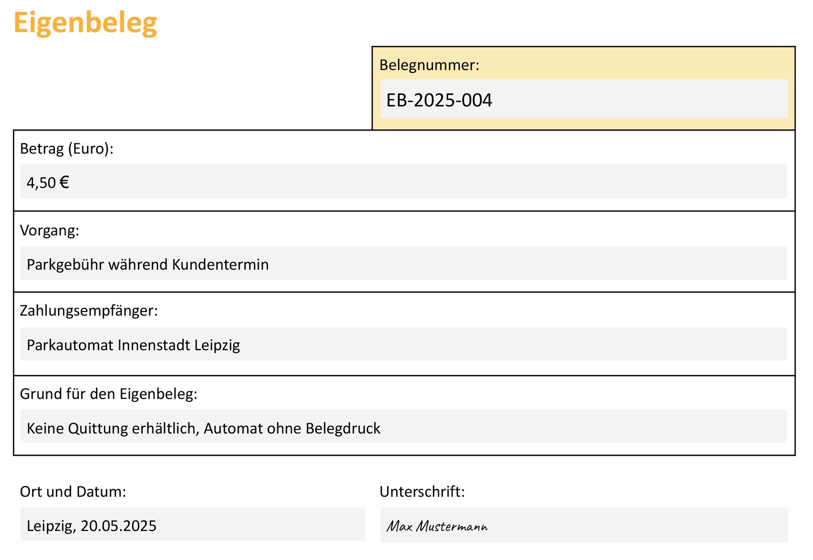 Eigenbeleg erstellen: Wie schreibe ich einen Eigenbeleg? | EXPERTE.de