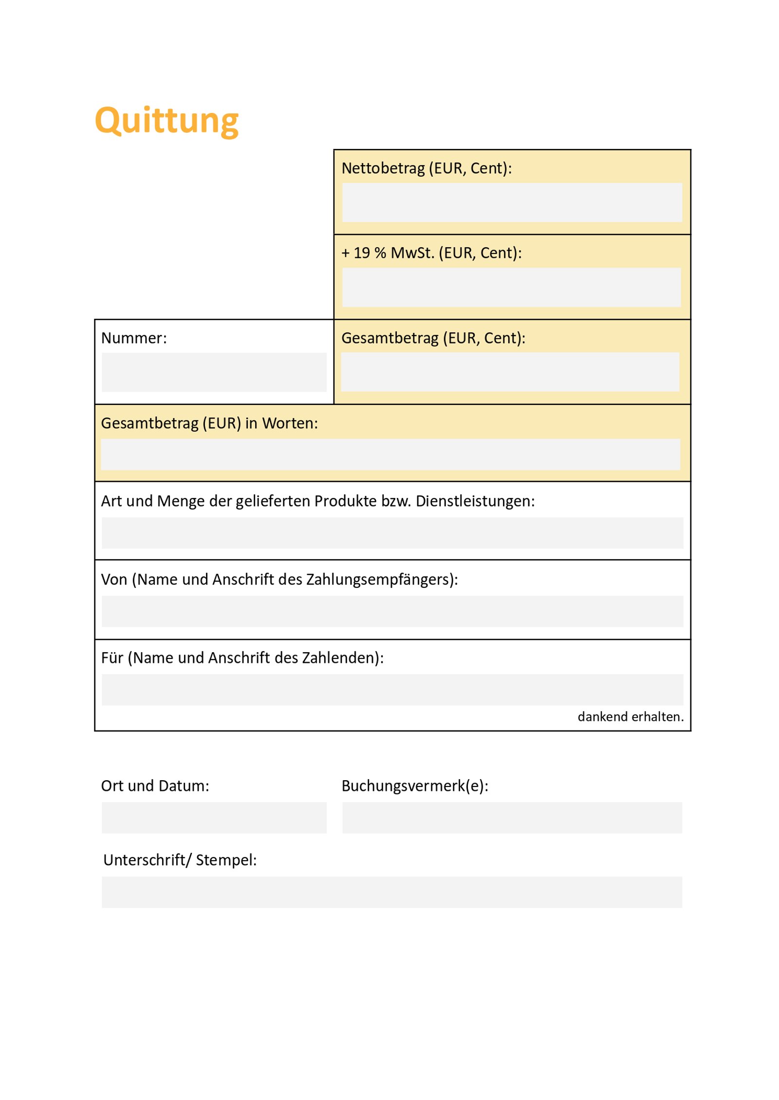 Quittung Vorlage: Kostenloses Muster für Word, Google Docs & PDF ...