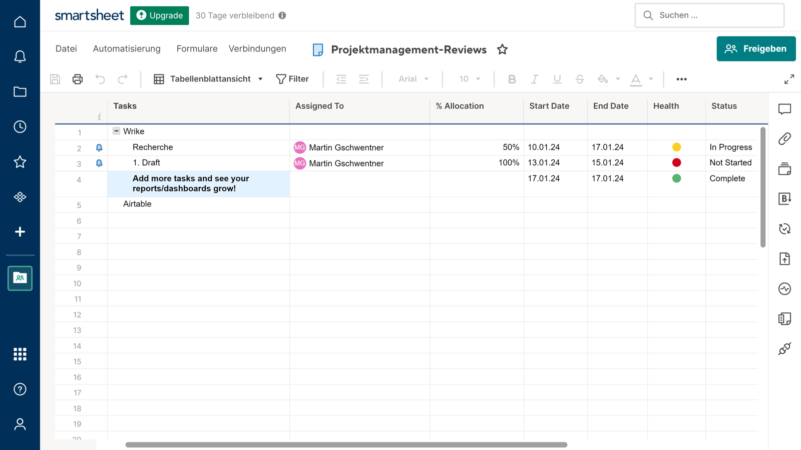 Smartsheet Test: Der smarte Excel-Killer für die vernetzte Arbeitswelt ...